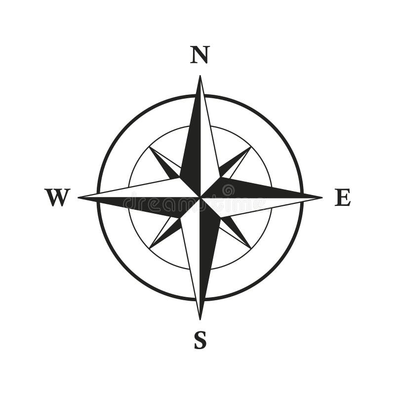 Basic Compass Icon Vector Sign and Symbol Isolated on White Background ...
