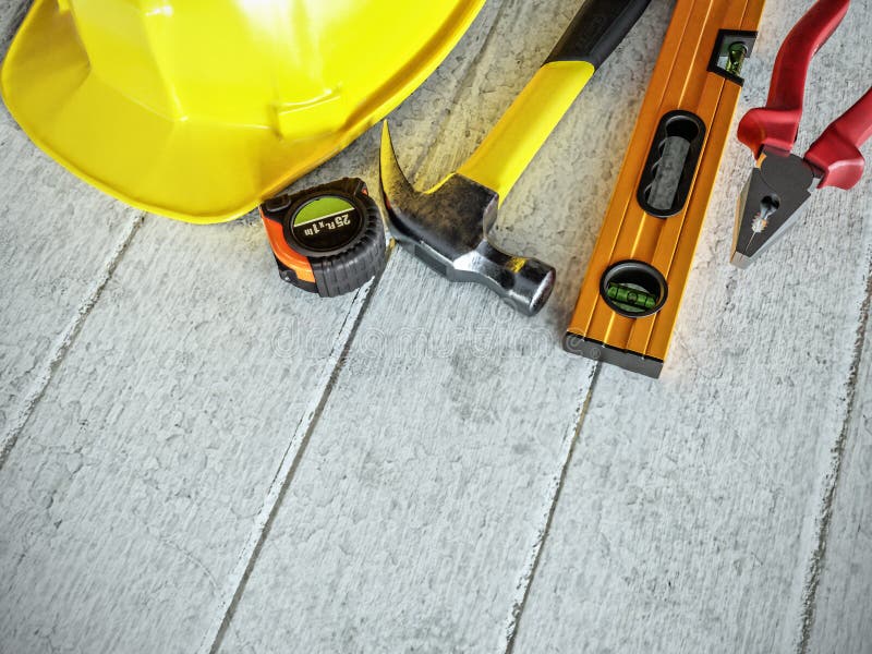 Basic construction tools stock image. Image of hammer - 213901765