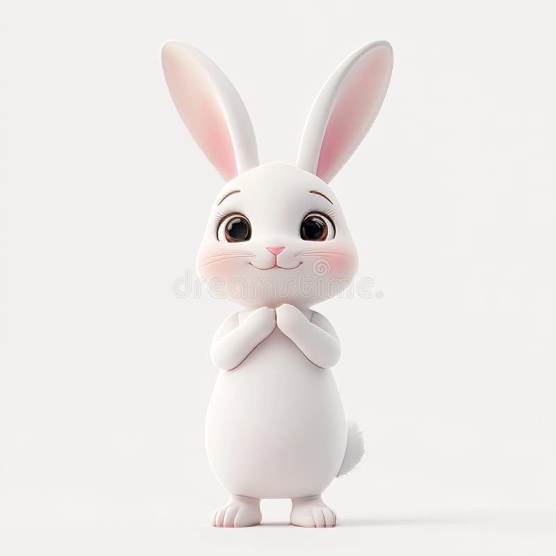 A Basic yet Cute and Cuddly Kawaii Cartoon Easter Bunny, Featuring ...