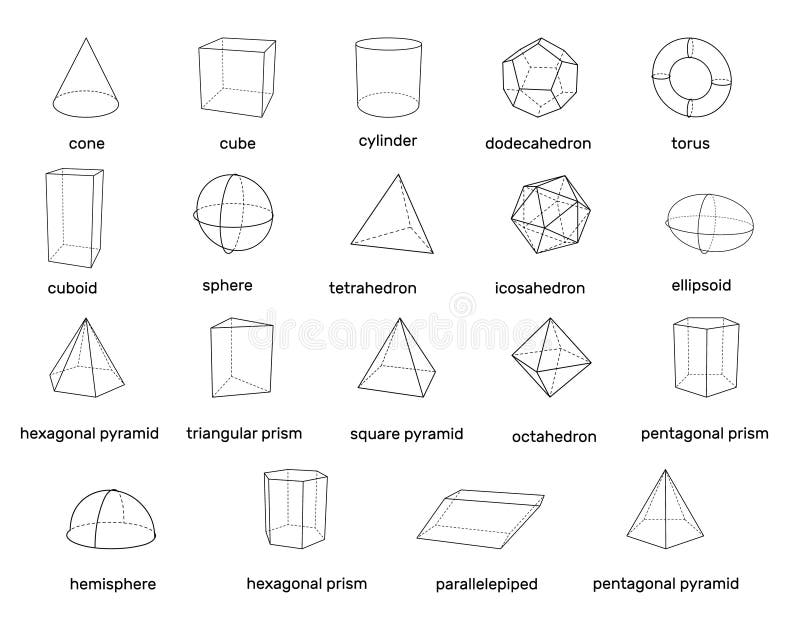 Basic 3d Geometric Shapes. Isolated on White Background. Vector Stock ...