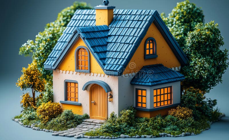 A Basic 3D House Illustration, Isolated on White with a Clipping Path ...