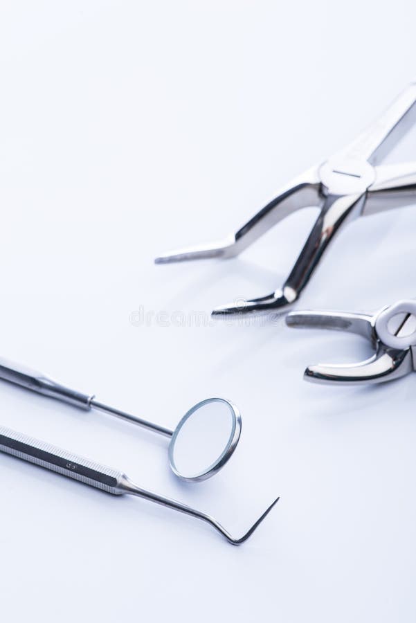 Basic Dental Tools on White Table Stock Image - Image of health, doctor ...