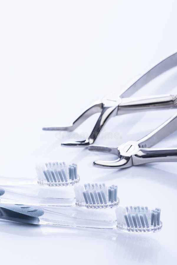 Basic Dental Tools on White Table Stock Photo - Image of probe ...
