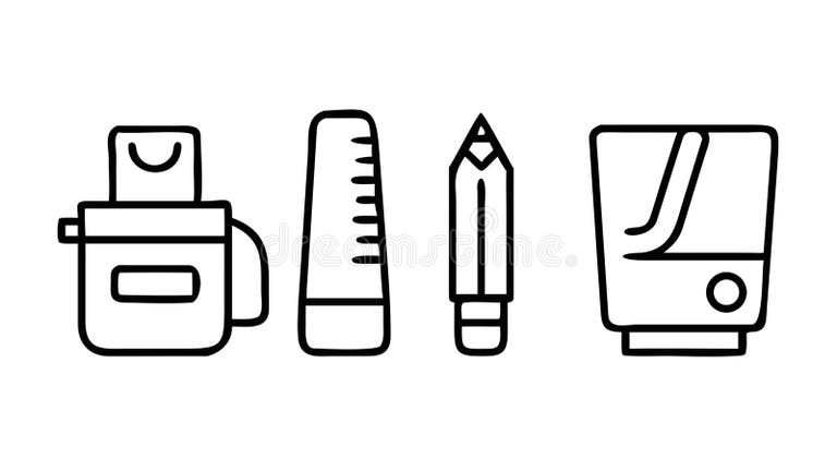 Basic Drawing Writing Tools Set, Vector Design Generative AI Stock ...
