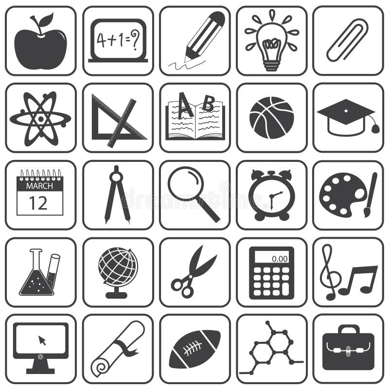 Basic Education Icons Vector Set Stock Vector - Illustration of website ...