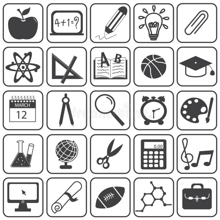 Basic Education Icons Vector Set Stock Vector - Illustration of website ...