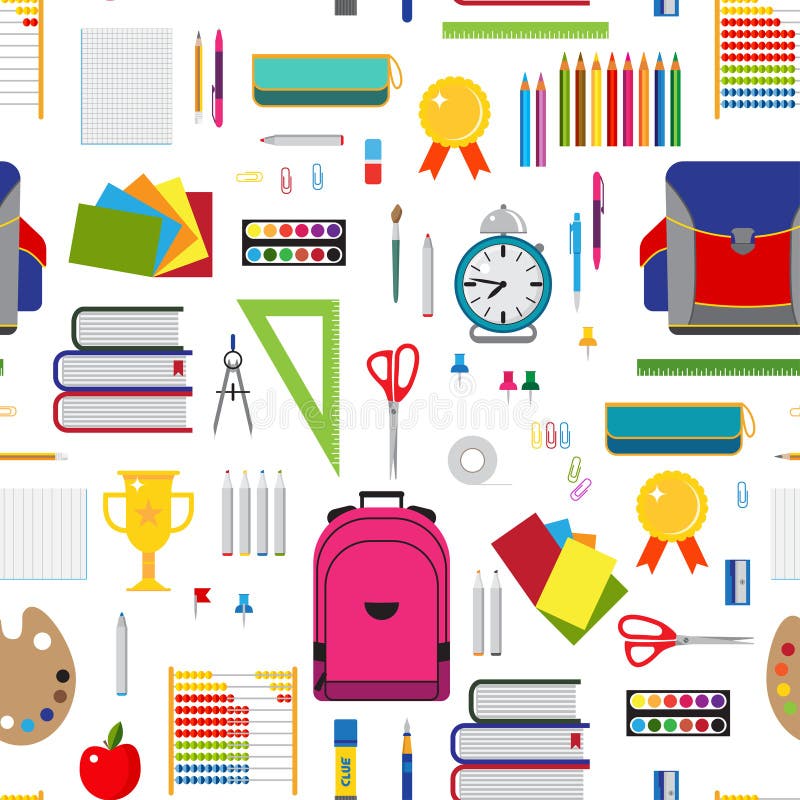 Basic Education Seamless Background with Stationary Elements. Stock ...