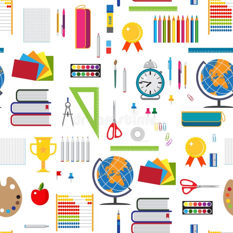Basic Education Seamless Background with Stationary Elements. Stock ...