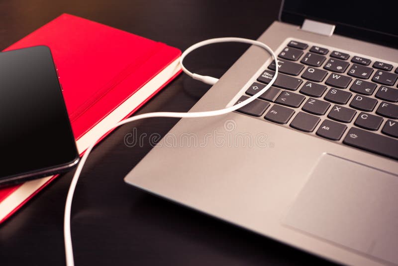 Basic Electronic Equipment on a Wood Table. Laptop, Smart Phone and ...