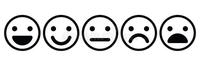 Basic Emoticons Set. Three Facial Expression of Feedback - Positive ...