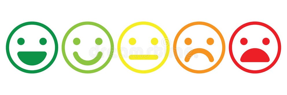 Basic Emoticons Set. Five Facial Expression of Feedback Scale - from ...