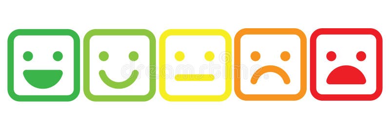 Basic Emoticons Set. Three Facial Expression of Feedback - Positive ...
