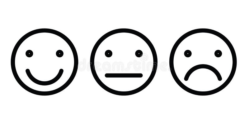Basic Emoticons Set. Three Facial Expression of Feedback - Positive ...