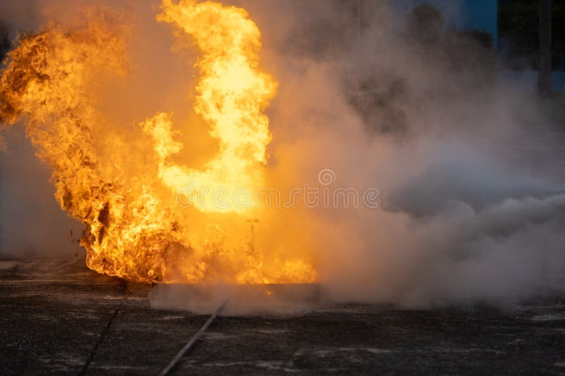 Basic Fire Fighting and Practice of the Emergency. Stock Image - Image ...