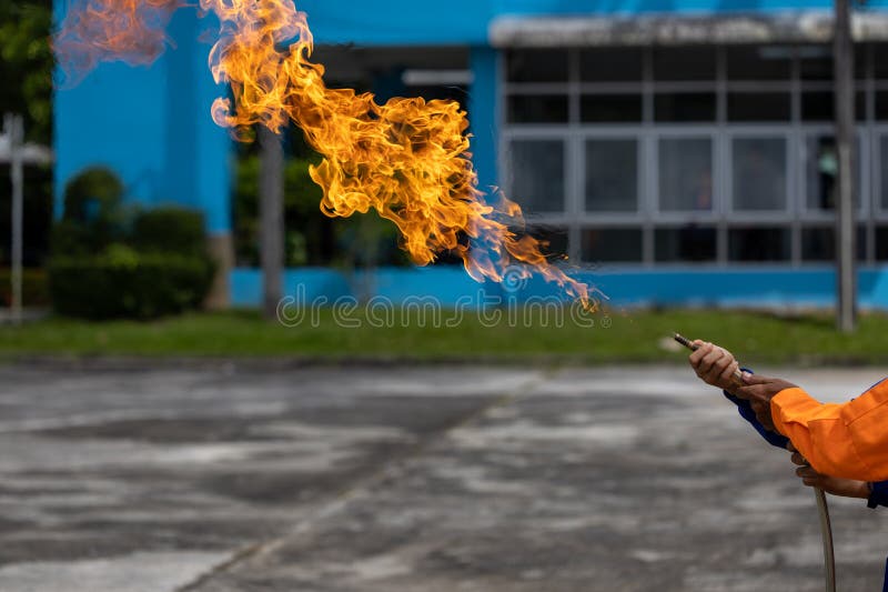 Basic Fire Fighting and Practice of the Emergency. Stock Image - Image ...