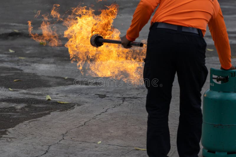 Basic Fire Fighting and Practice of the Emergency. Stock Image - Image ...