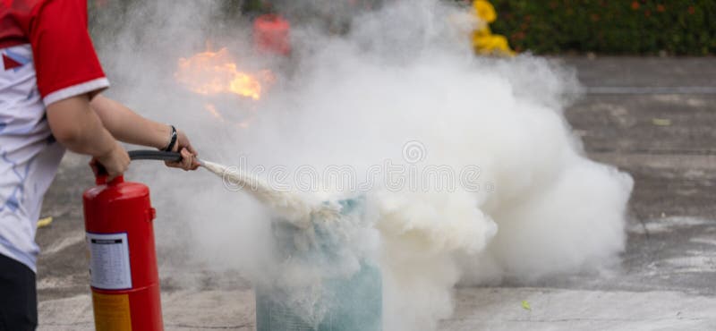 Basic Fire Fighting and Practice of the Emergency. Stock Image - Image ...
