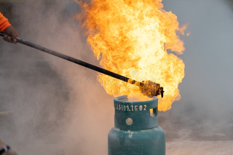 Basic Fire Fighting and Practice of the Emergency. Stock Image - Image ...