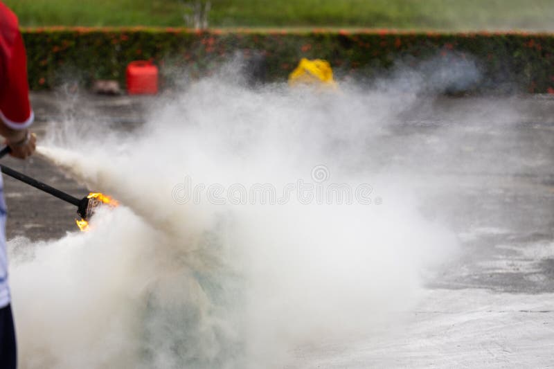 Basic Fire Fighting and Practice of the Emergency. Stock Image - Image ...