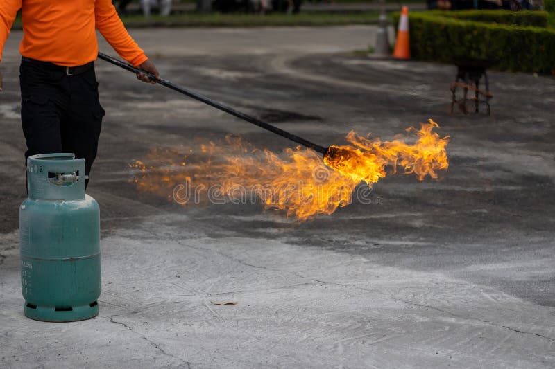Basic Fire Fighting and Practice of the Emergency. Stock Image - Image ...