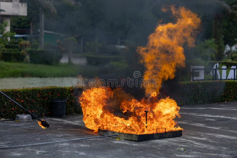 Basic Fire Fighting and Practice of the Emergency. Stock Image - Image ...