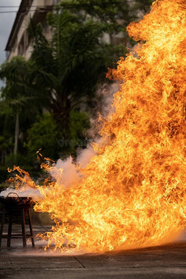 Basic Fire Fighting and Practice of the Emergency. Stock Image - Image ...