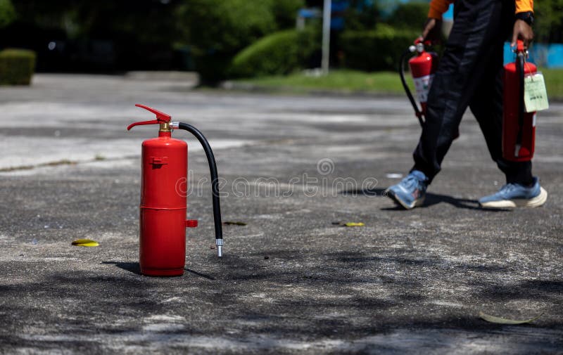 Basic Fire Fighting and Practice of the Emergency. Stock Image - Image ...