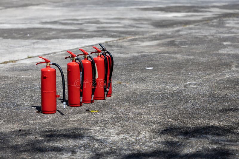 Basic Fire Fighting and Practice of the Emergency. Stock Photo - Image ...