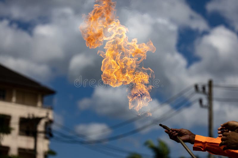 Basic Fire Fighting and Practice of the Emergency. Stock Photo - Image ...