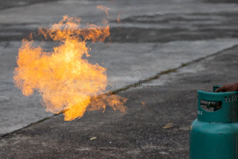 Basic Fire Fighting and Practice of the Emergency. Stock Photo - Image ...