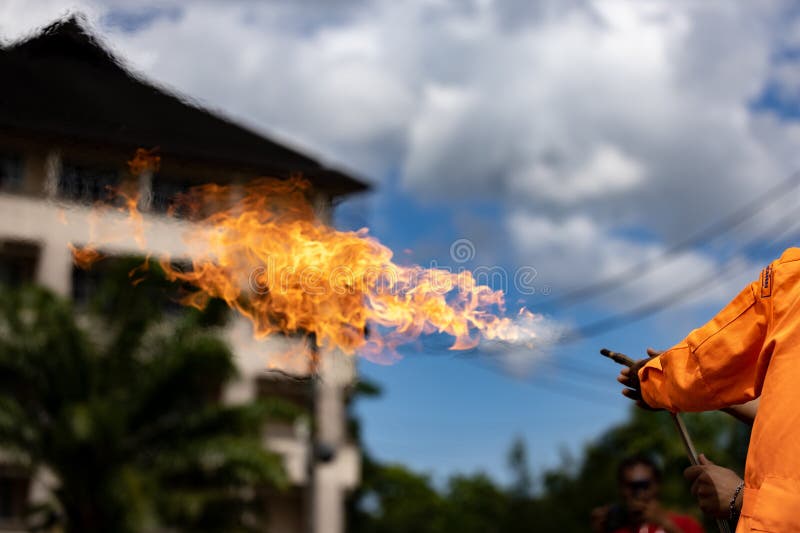 Basic Fire Fighting and Practice of the Emergency. Stock Image - Image ...
