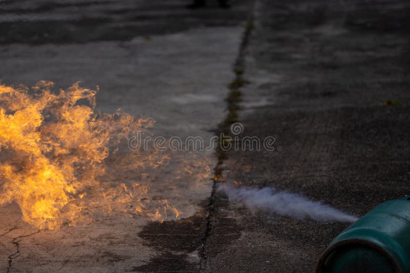 Basic Fire Fighting and Practice of the Emergency. Stock Image - Image ...