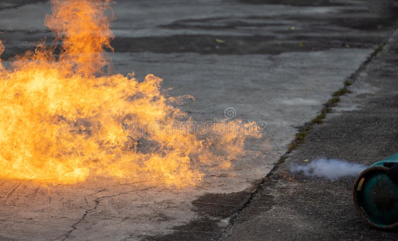 Basic Fire Fighting and Practice of the Emergency. Stock Photo - Image ...