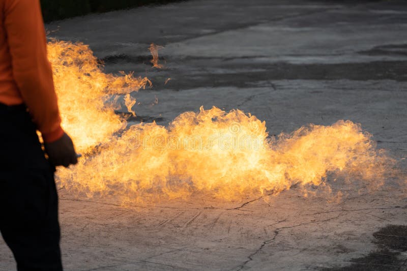 Basic Fire Fighting and Practice of the Emergency. Stock Photo - Image ...