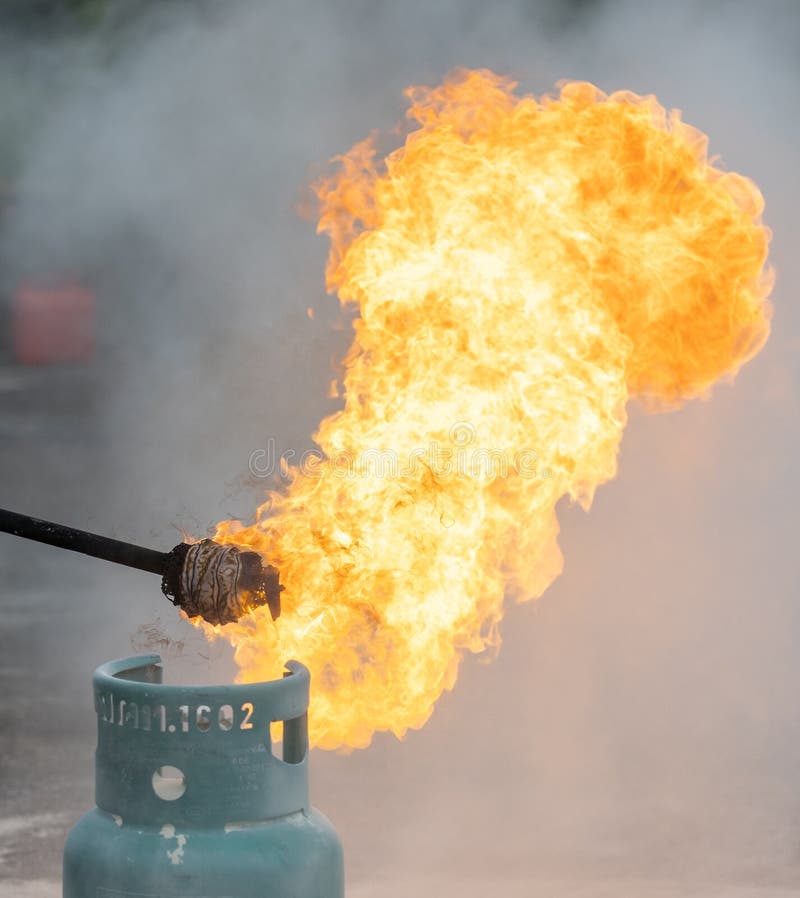 Basic Fire Fighting and Practice of the Emergency. Stock Photo - Image ...