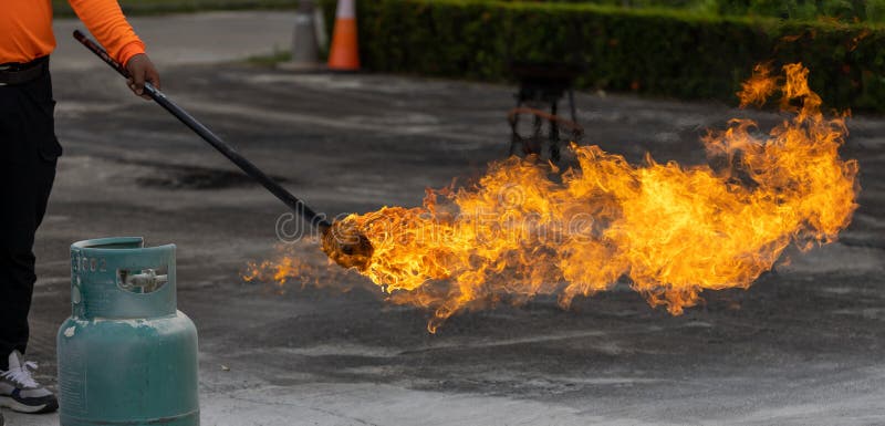 Basic Fire Fighting and Practice of the Emergency. Stock Image - Image ...