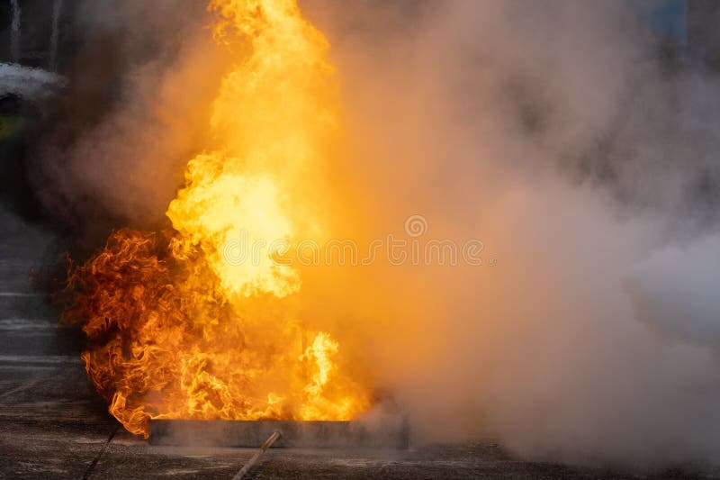 Basic Fire Fighting and Practice of the Emergency. Stock Photo - Image ...