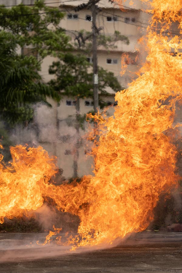 Basic Fire Fighting and Practice of the Emergency. Stock Photo - Image ...