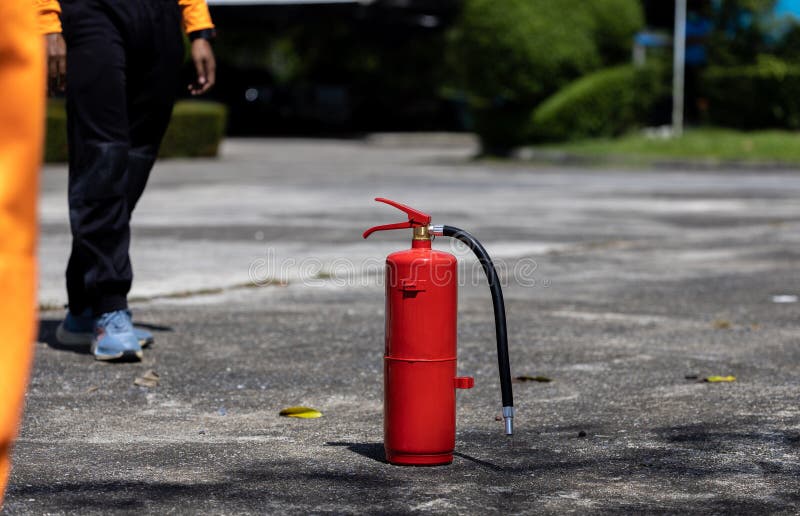 Basic Fire Fighting and Practice of the Emergency. Stock Image - Image ...
