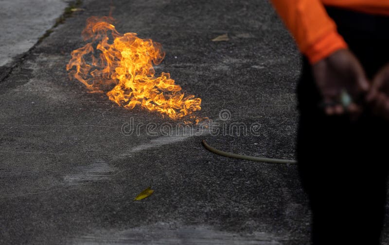 Basic Fire Fighting and Practice of the Emergency. Stock Image - Image ...