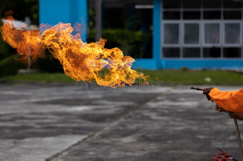 Basic Fire Fighting and Practice of the Emergency. Stock Image - Image ...