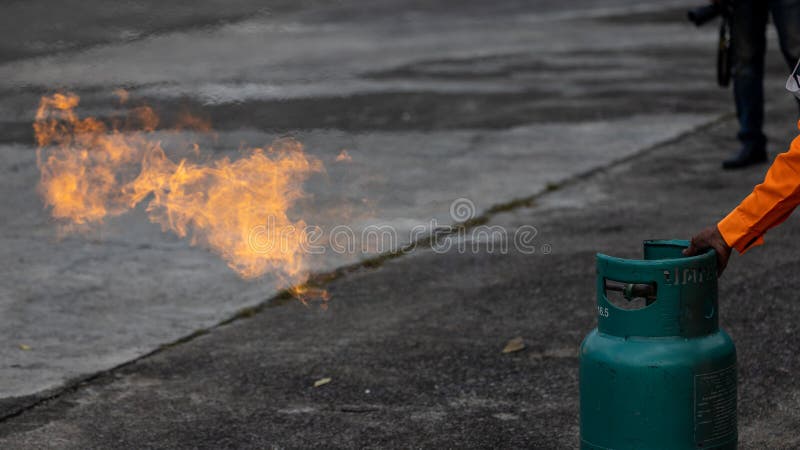 Basic Fire Fighting and Practice of the Emergency. Stock Image - Image ...