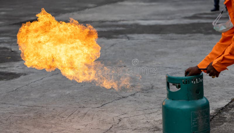 Basic Fire Fighting and Practice of the Emergency. Stock Image - Image ...