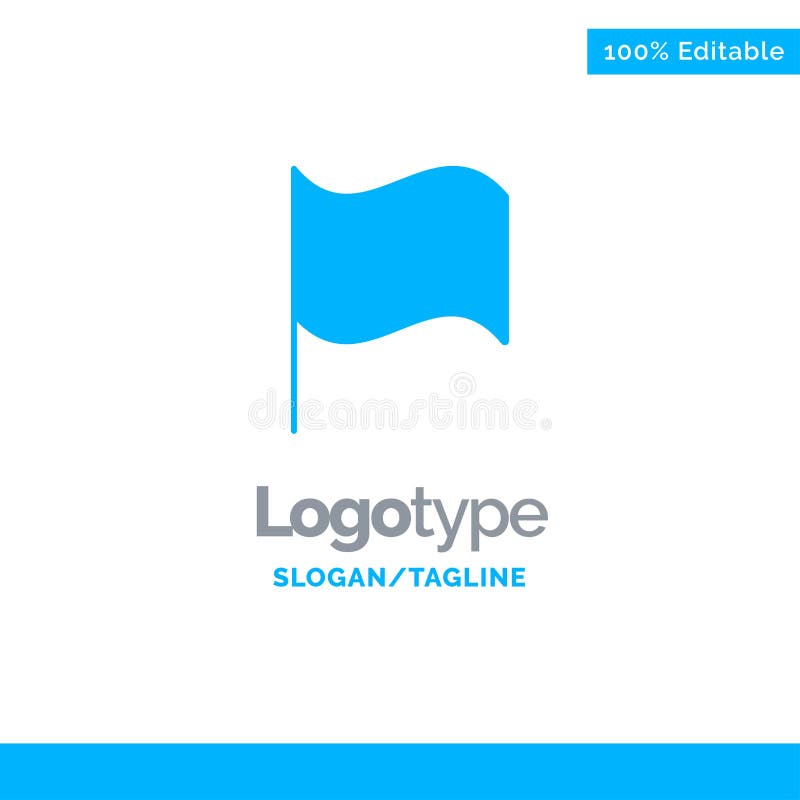 Basic, Flag, Ui Blue Solid Logo Template. Place for Tagline Stock ...