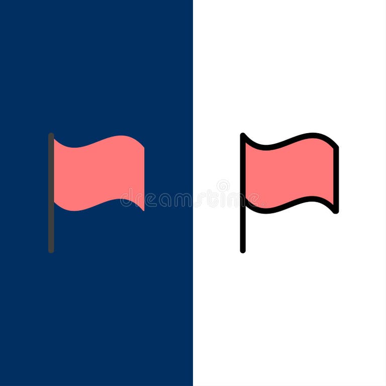Basic, Flag, Ui Icons. Flat and Line Filled Icon Set Vector Blue ...