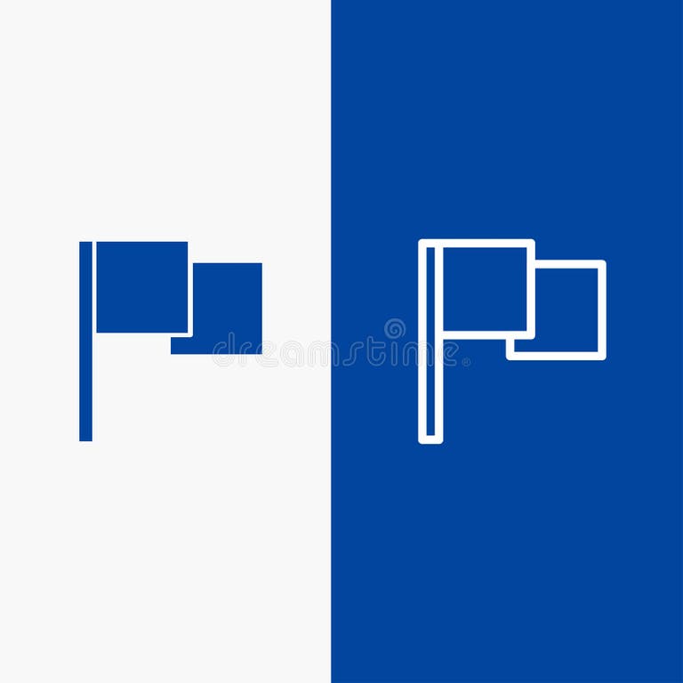 Basic, Flag, Ui Line and Glyph Solid Icon Blue Banner Line and Glyph ...