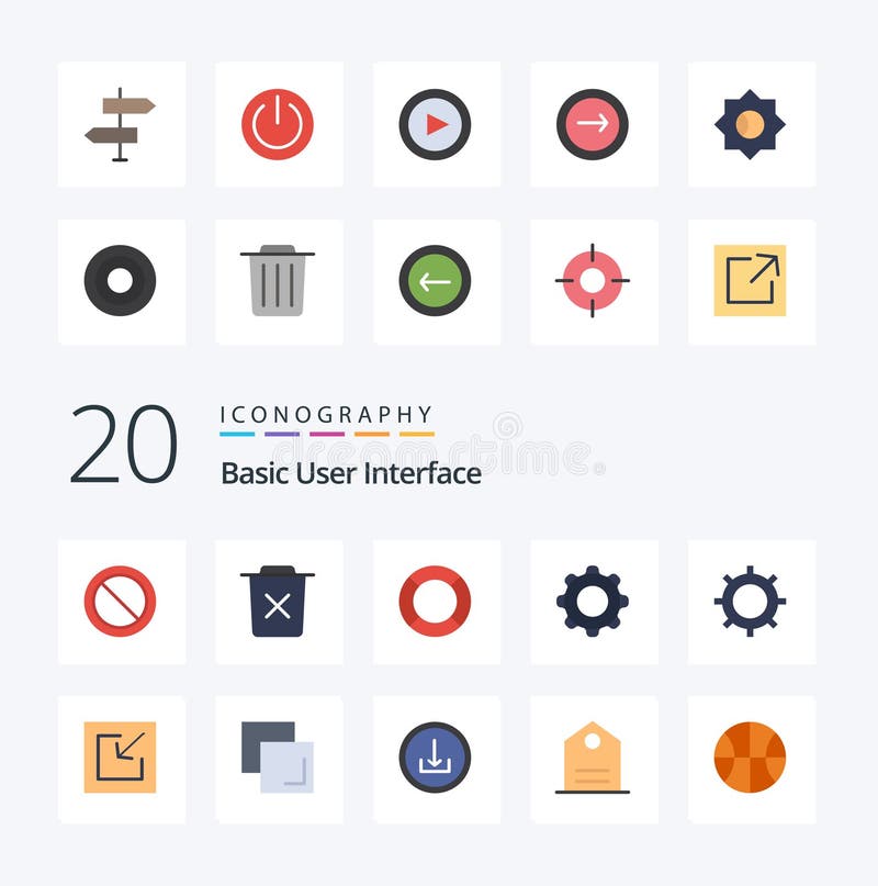 20 Basic Flat Color Icon Pack. Like Direction. Arrows. Trash. Arrow Stock Vector - Illustration ...