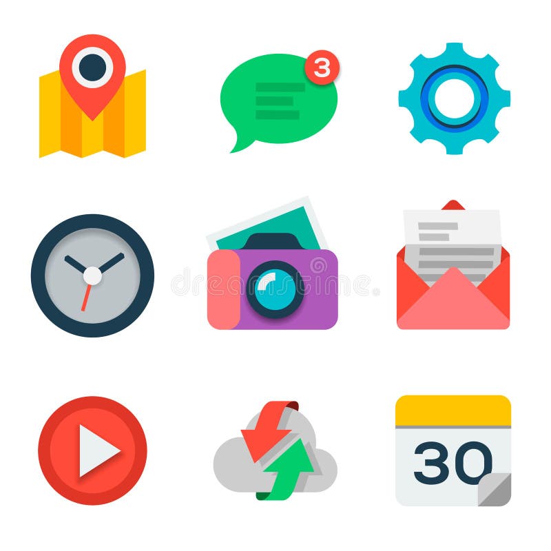 Basic Flat Icon Set For Web And Mobile Application Stock Vector ... Basic Flat Icon Set For Web And Mobile Application Stock Vector ...