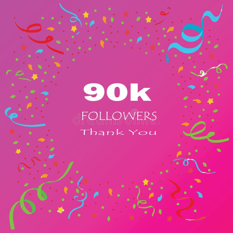 Thank You Followers Label Badge White Color Theme. 90K Followers Vector ...