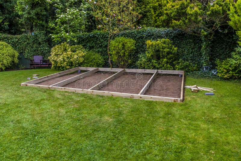 A Basic Frame Ready for Decking Leveling in a Garden in Market ...